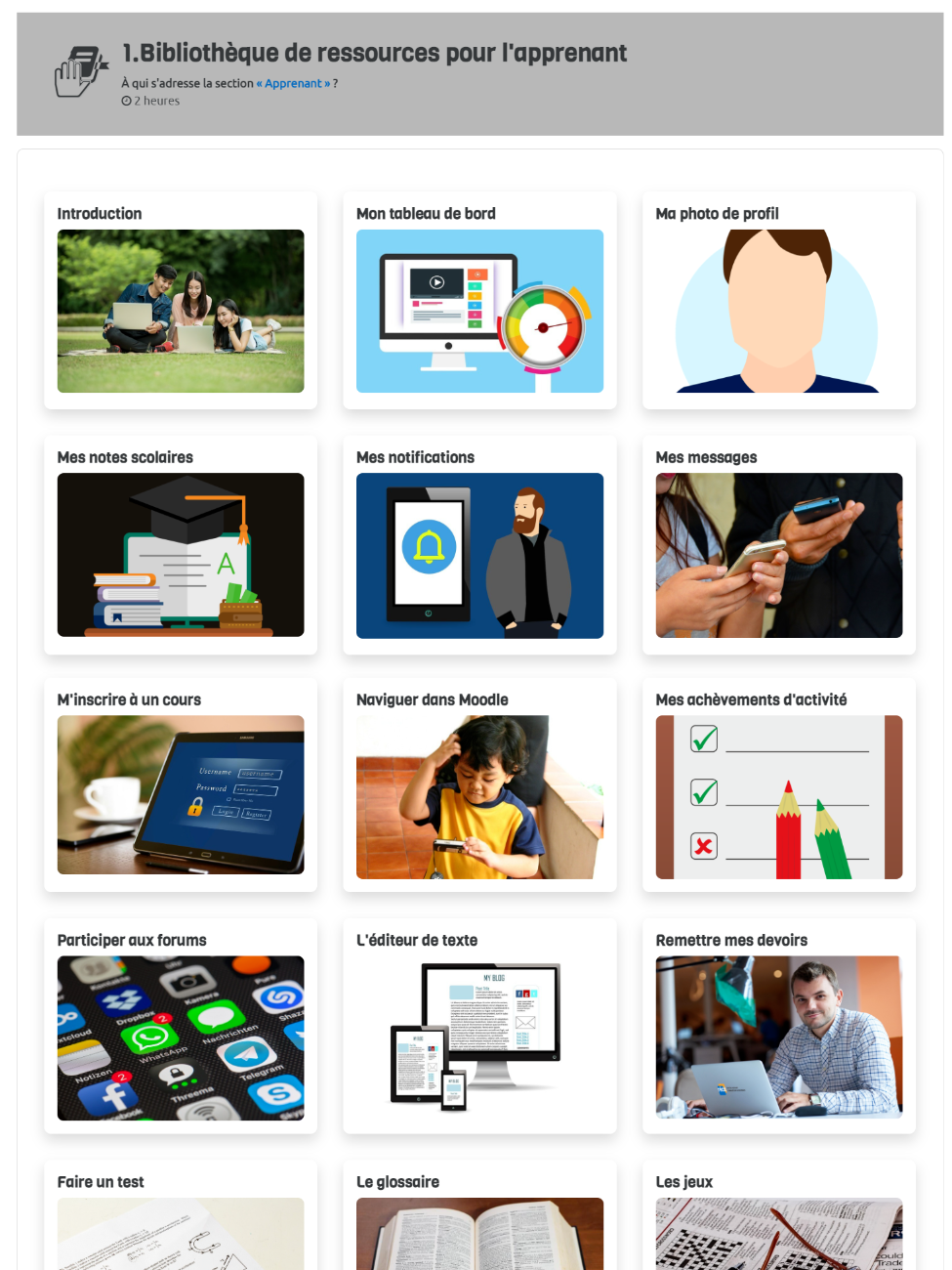 Guide d'utilisation de Moodle: Bibliothèques de ressources | RECITSED
